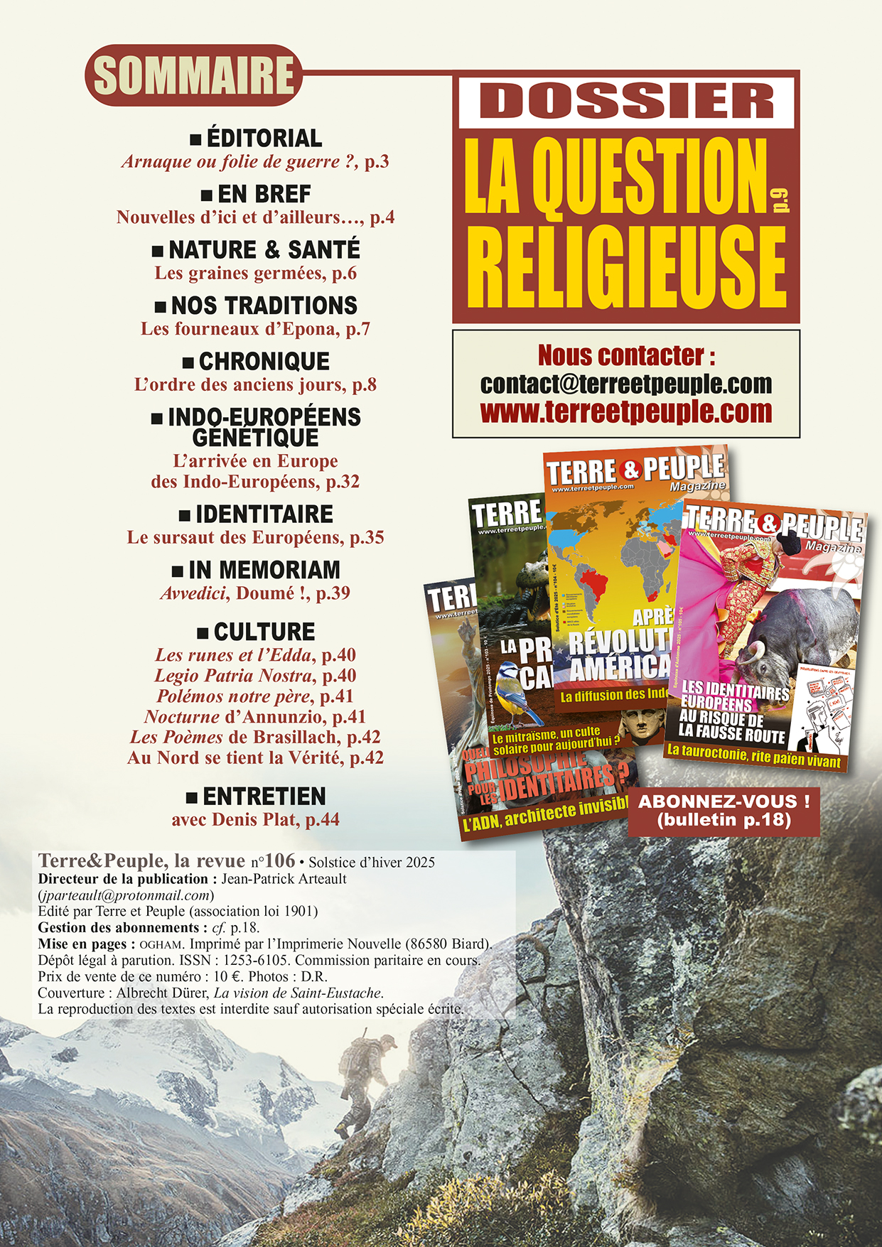 Le nouveau numéro de Terre & Peuple Magazine (N° 106) est paru ...